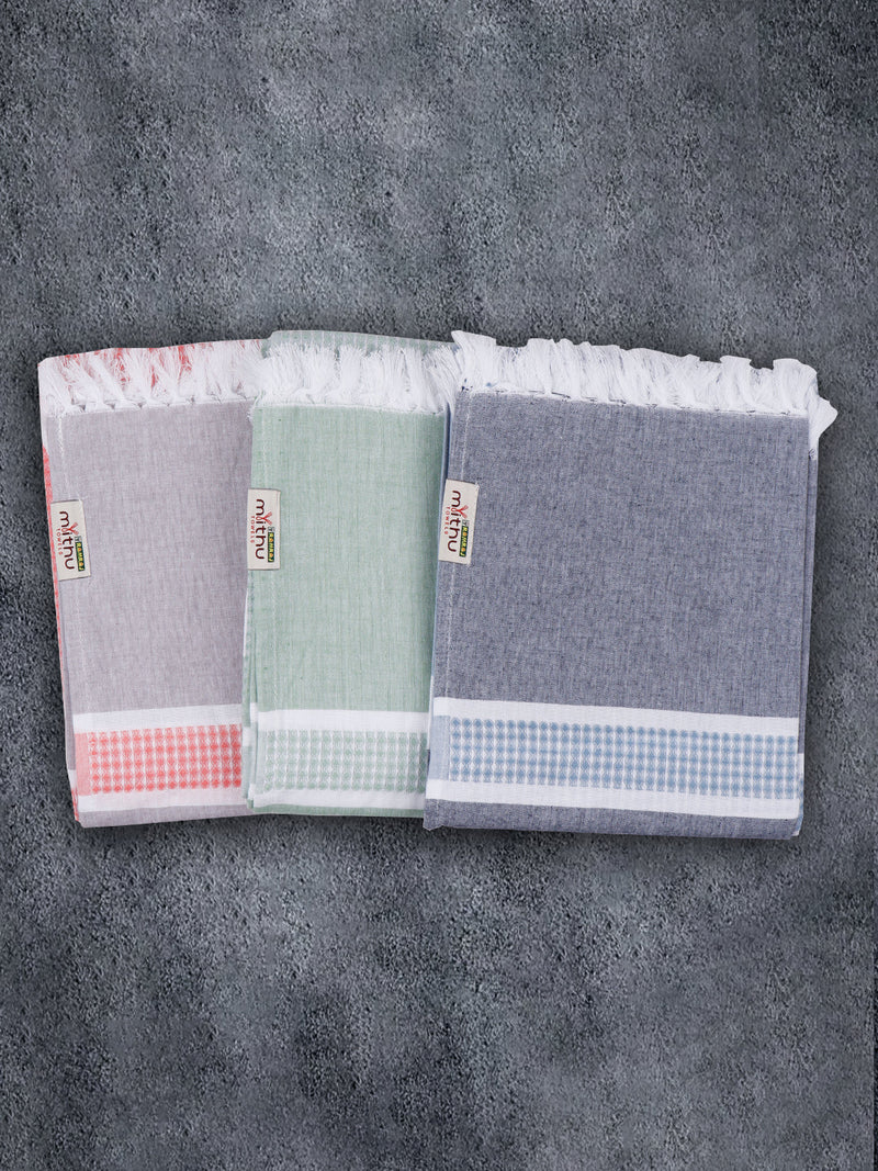 Ramraj 100% Cotton Checked Family Bath Towel Signature Pack of 5 1110