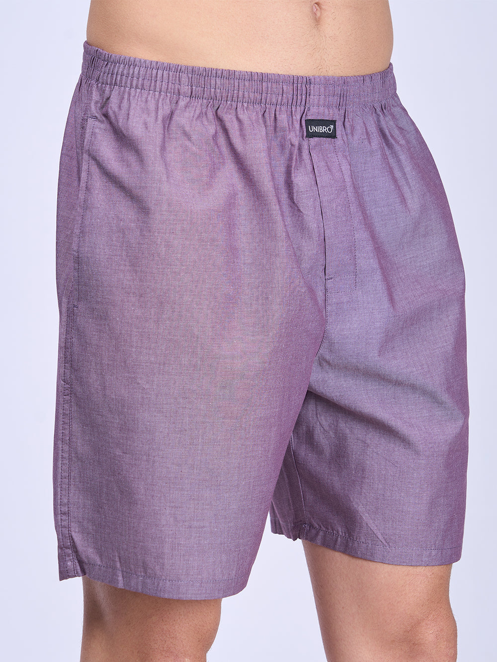 Unibro Men Wine Plain Woven Boxer Long