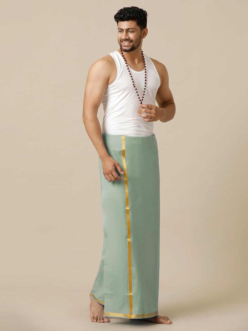 Ramraj Mens Color Dhoti with 3/4" Gold Jari Border Cosmic 10