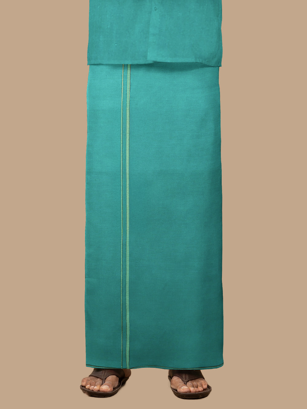 Ramraj Men Cotton Blend Single Layer Dhoti & Towel Set Green with ...