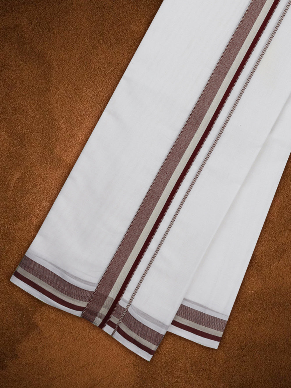 Ramraj Mens Premium Handloom White Double Dhoti with Maroon Fancy ...