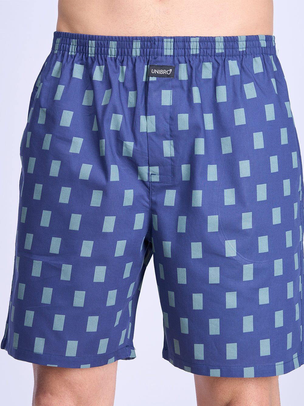 Unibro Men Blue Printed Woven Boxer Long