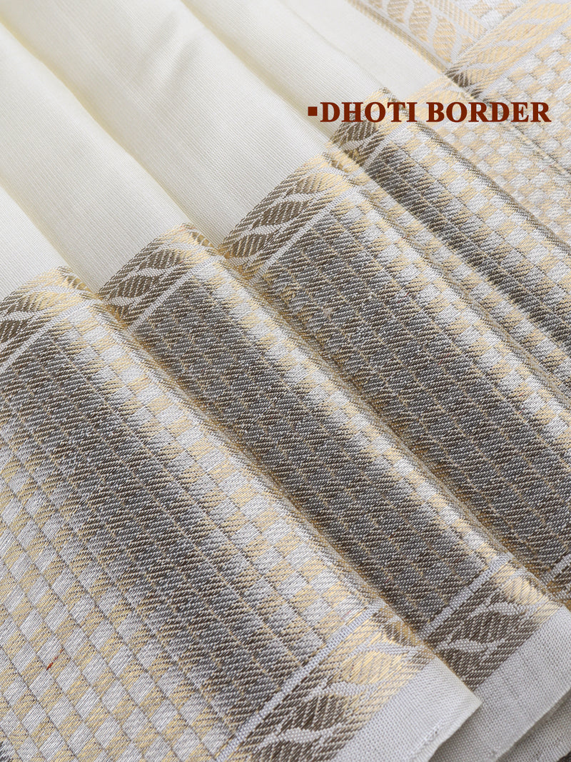 Lagnaa Men Pure Silk Dhoti and Towel Set with 4" Jari Border Amirtham