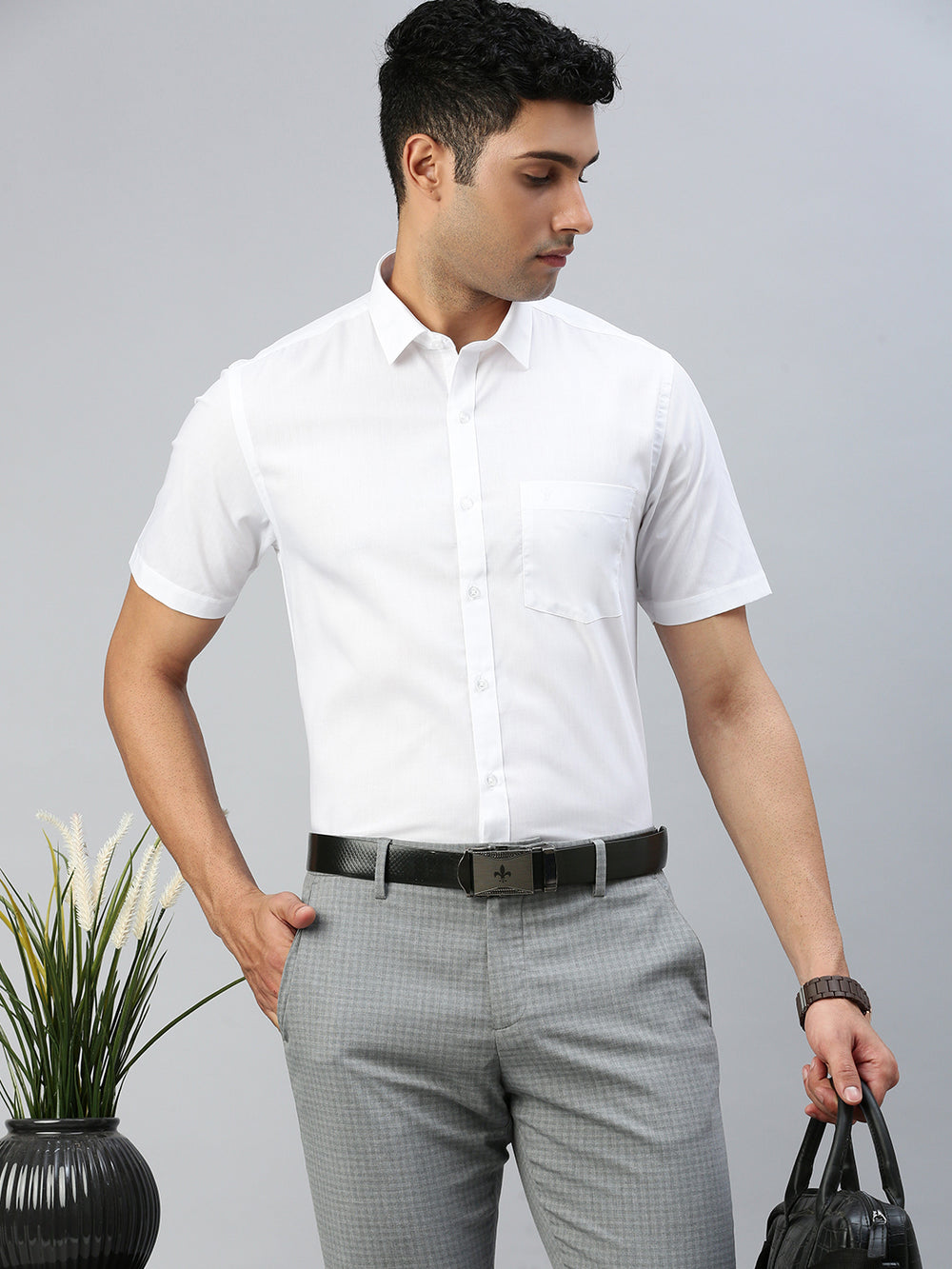 Ramraj Mens Cotton Rich White Shirt Expert