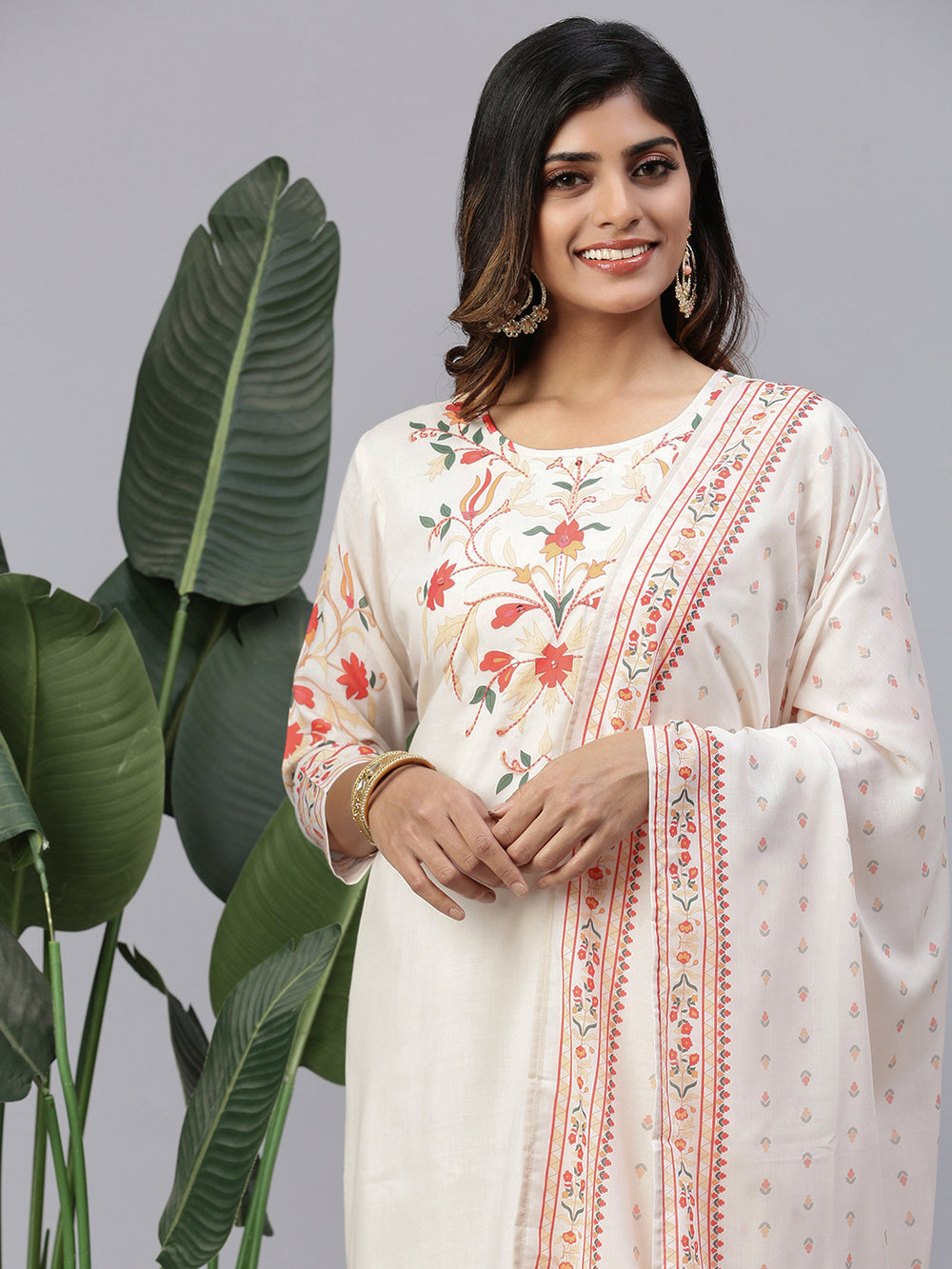 Ramyyam Women Cotton Embroidered Kurti Sets Yellow EKS27
