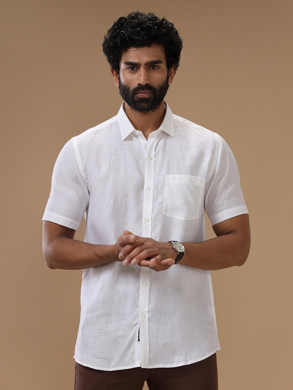 Linen Park Men Pure Linen White Shirt 5090