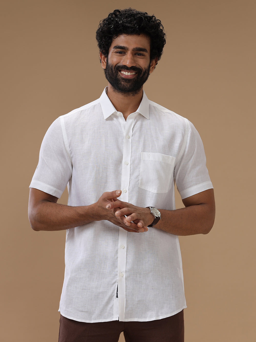 Linen Park Mens Pure Linen White Shirt 5100