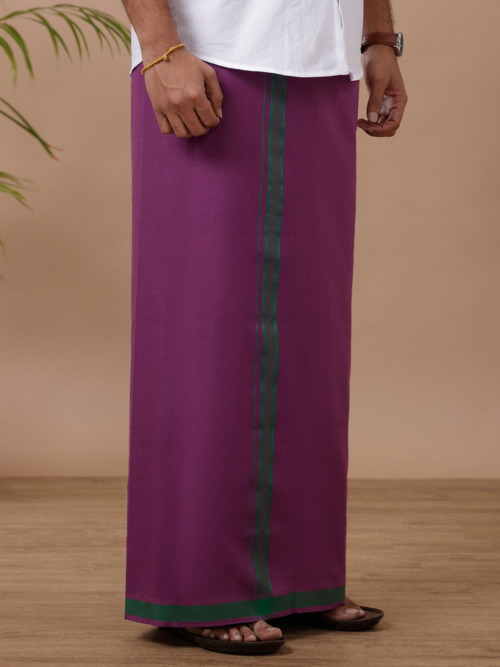 Ramraj Mens Fancy Border Dhoti Violet Mystyle Colour 18(GRJUF)