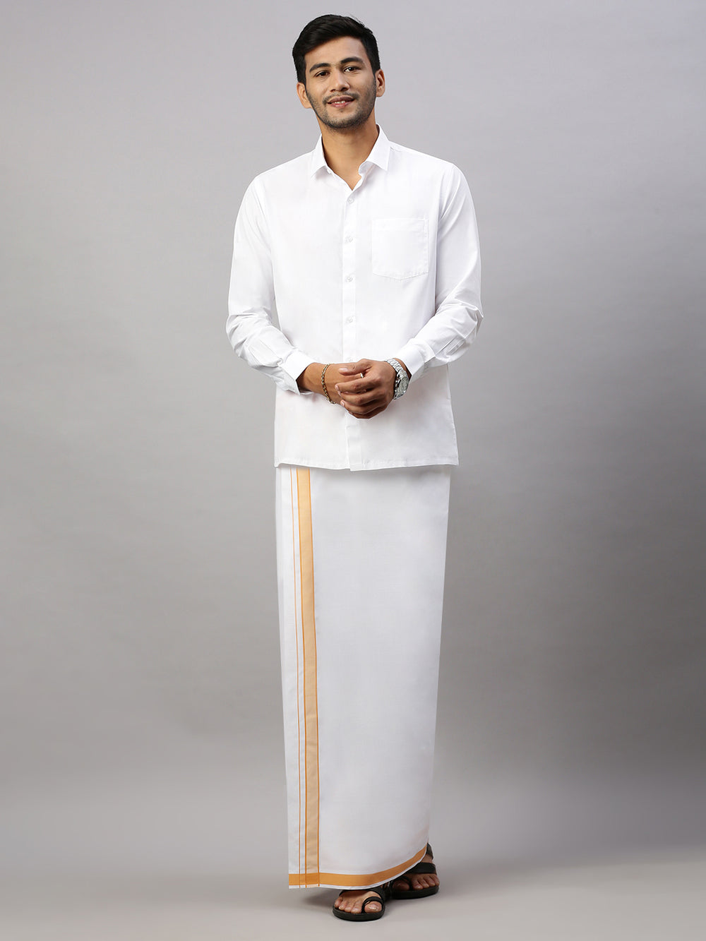 Ramraj Cotton Mens Prestigious Look Cotton Single Dhoti with Light ...