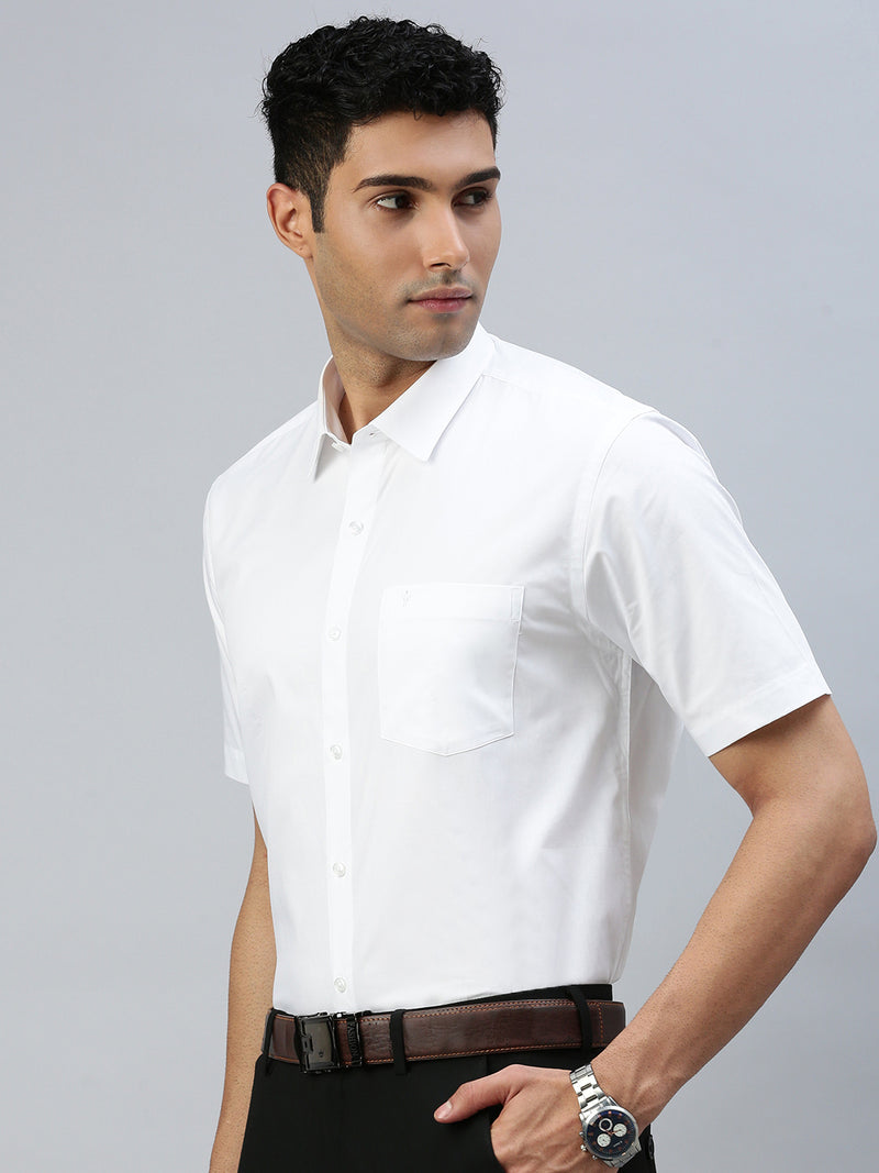 Ramraj Mens Smart Fit Cotton Rich White Shirt White Mark