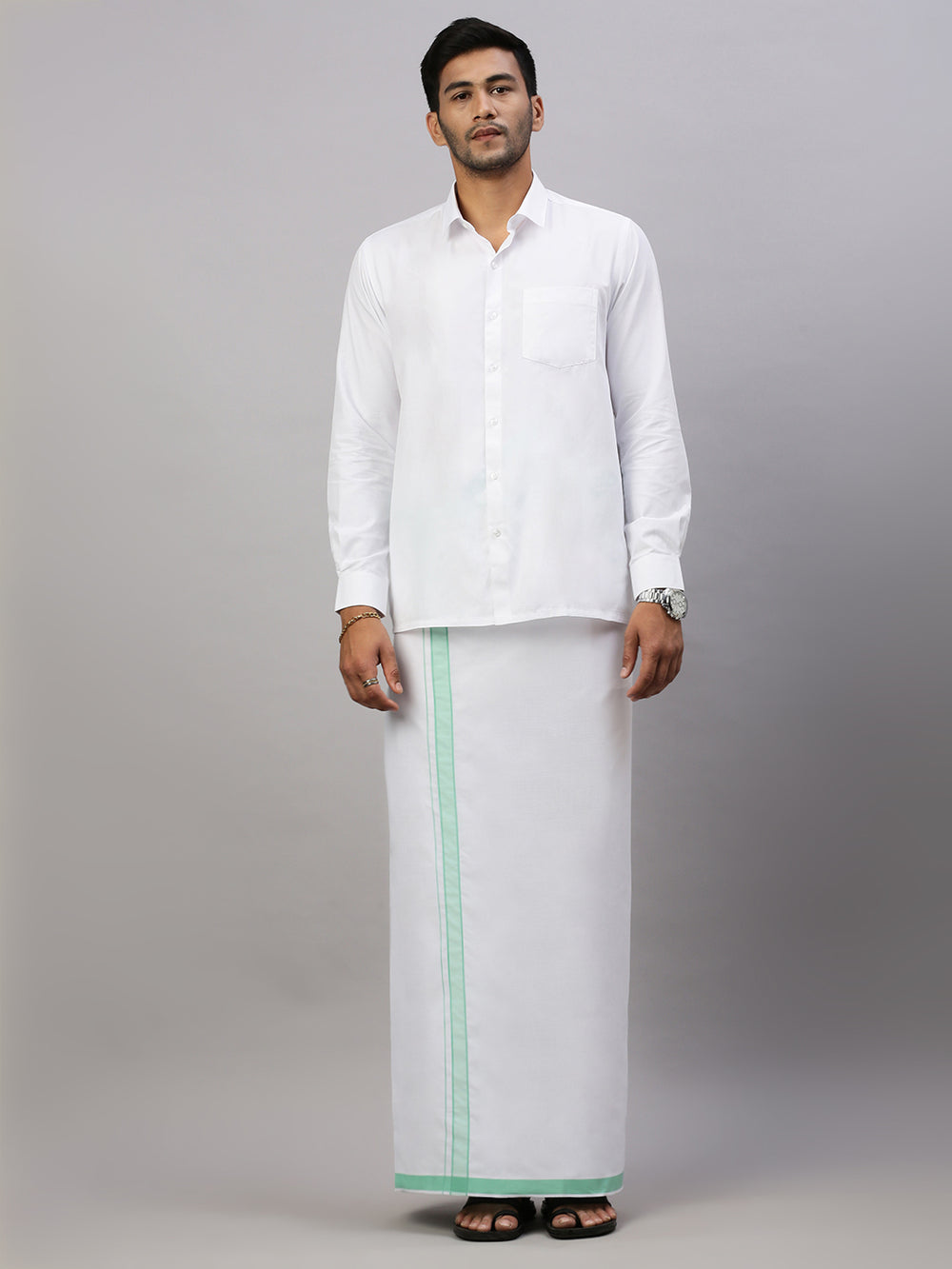 Ramraj Cotton Mens Prestigious Look Cotton Single Dhoti with Green ...