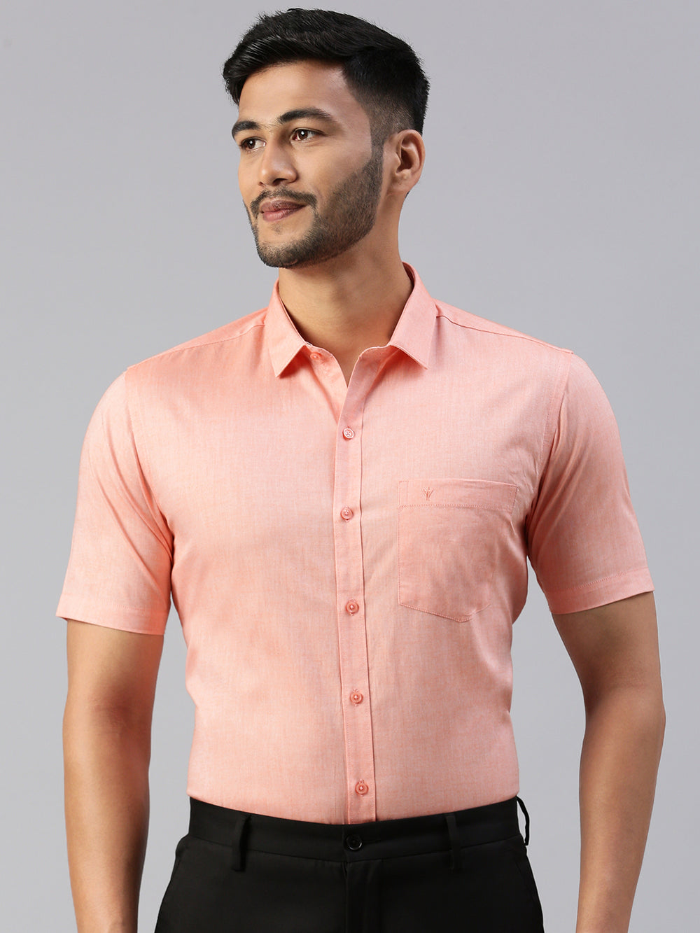Men's 100% Cotton Orange Smart Fit Shirt - Smart Fit