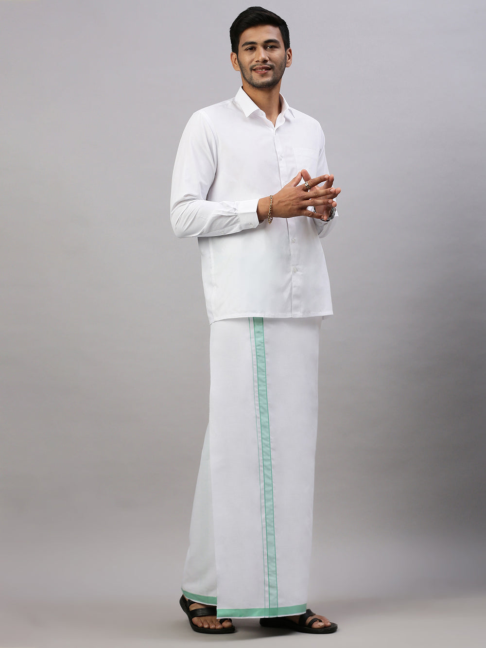 Ramraj Cotton Mens Prestigious Look Cotton Single Dhoti with Green ...