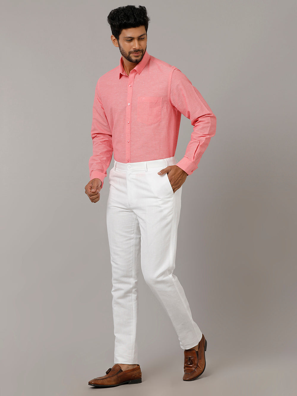 Premium Linen Cotton White Regular Fit Pants