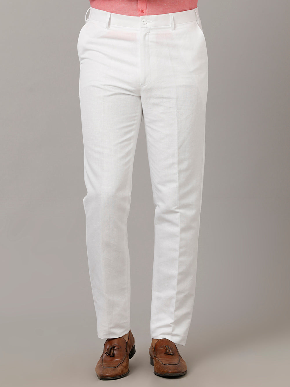 Ramraj Men Linen Cotton Pants White Care