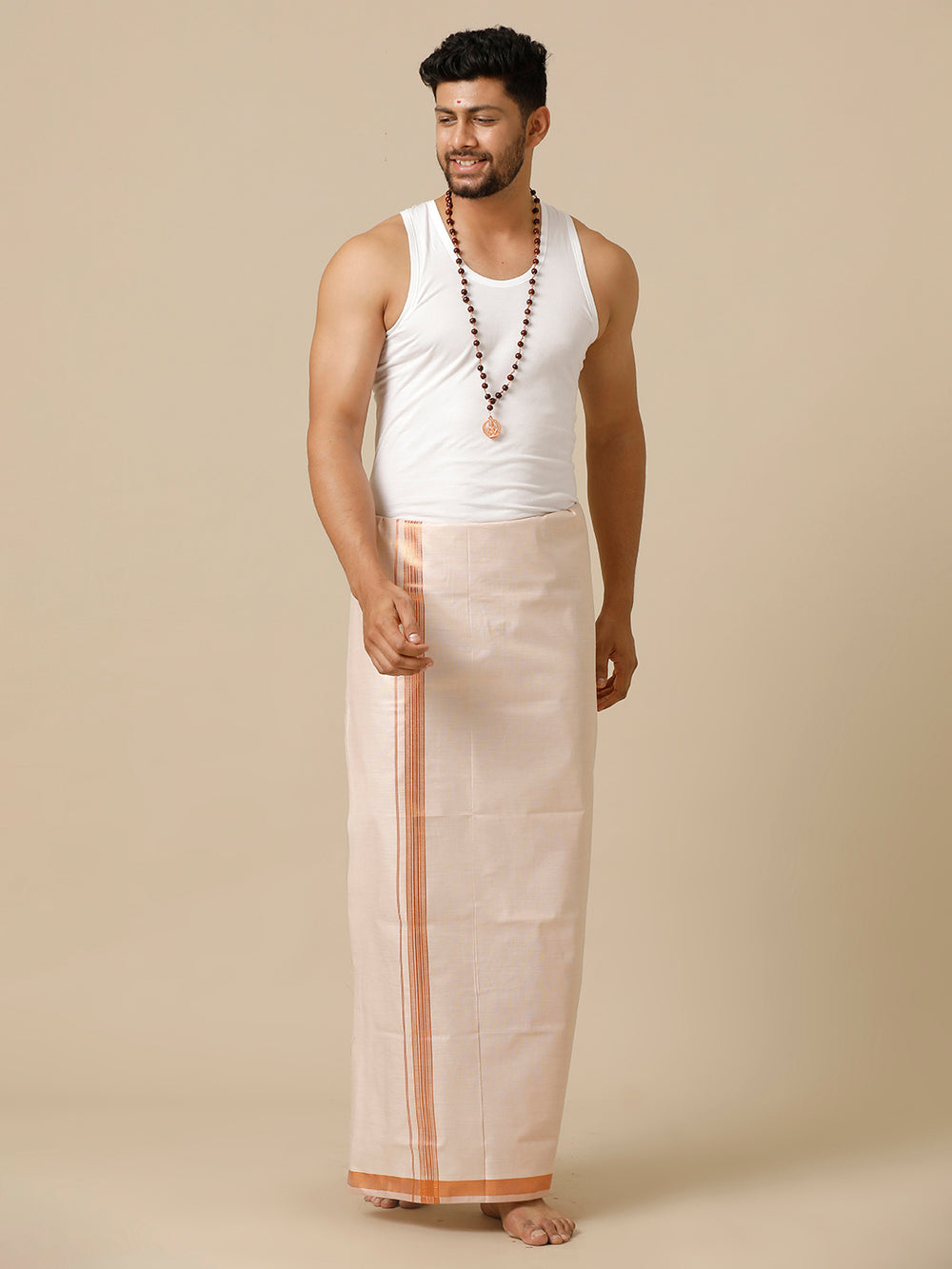 Ramraj Men Single Dhoti with Copper Jari Tissu Grand