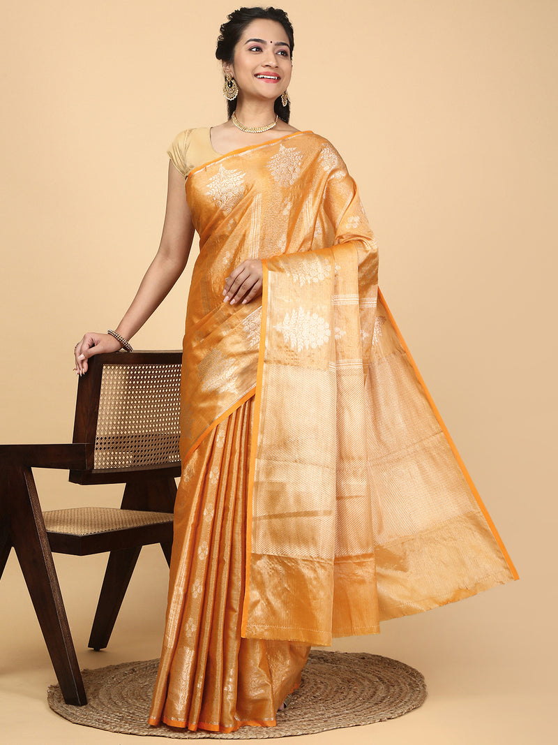 Ramyyam Women Semi Silk Saree Orange SS325