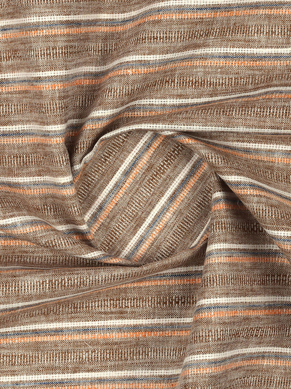 Men Cotton Rich Self Design Shirt Fabric Brown High Style