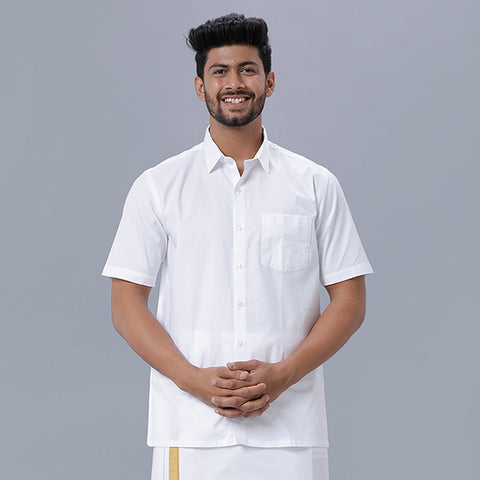 MENS COTTON WHITE SHIRTS HALF