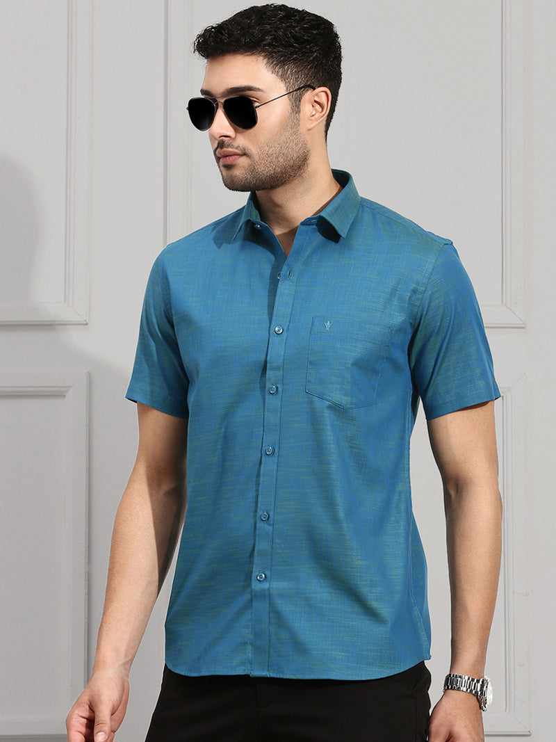 Ramraj Men 100% Cotton Shirt Dark Blue CL2 GT29