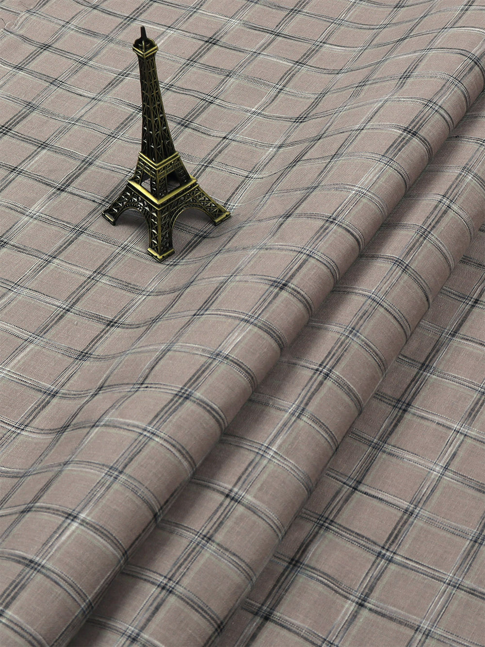 Linen Park Pure Linen Grey & Black Colour Checked Shirt Fabric Linen ...