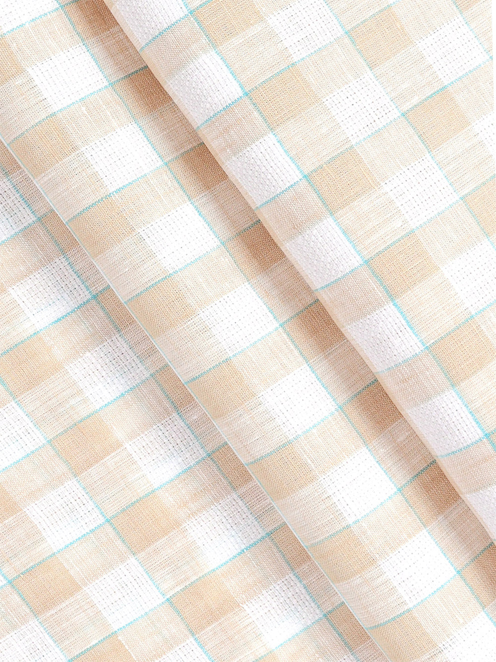 Ramraj Pure Linen Checked Shirt Fabric Brown