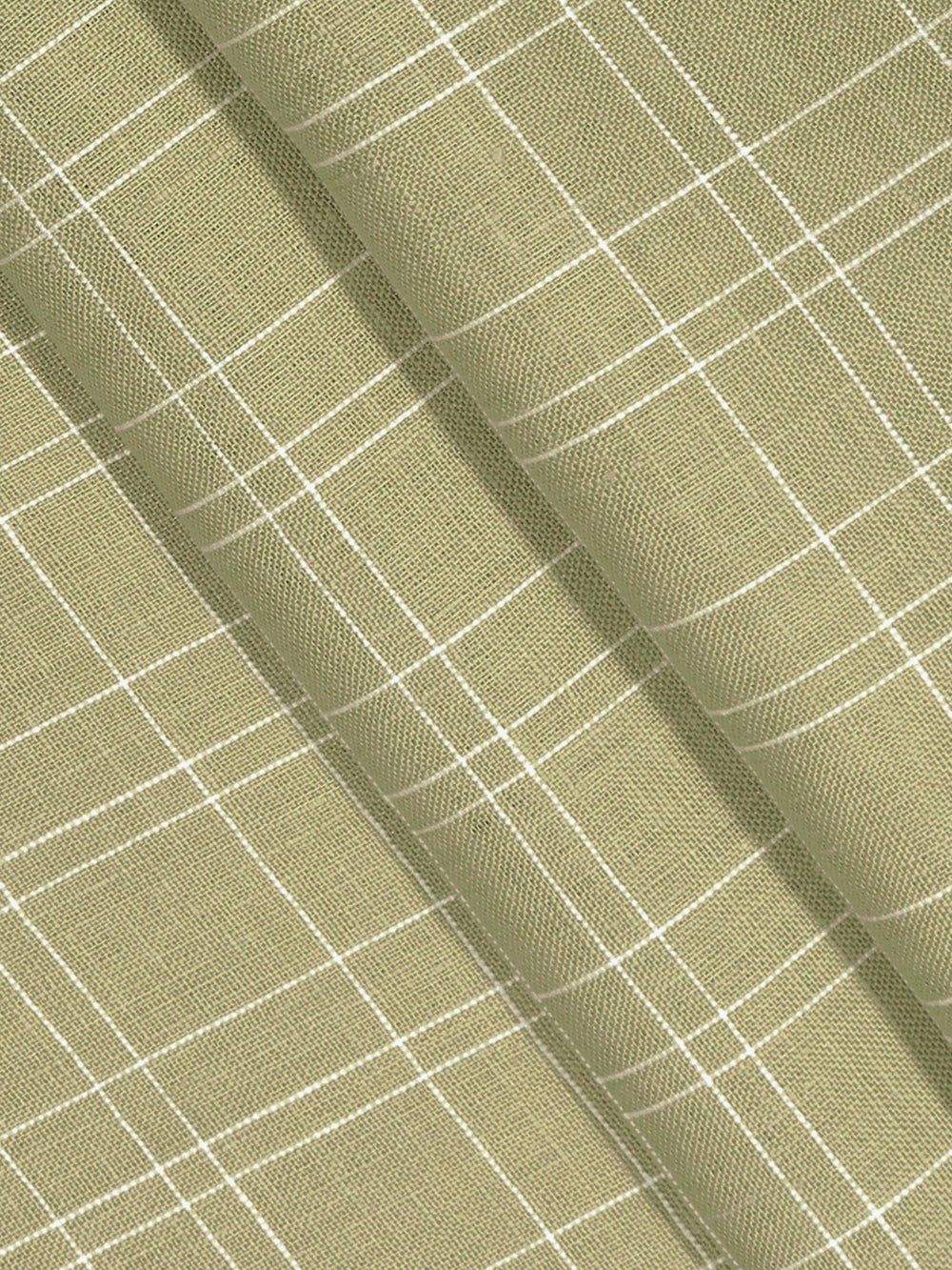 Ramraj Pure Linen Checked Shirt Fabric Mustard