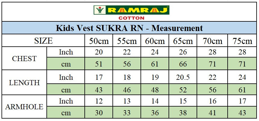 kids sukra rn size chart