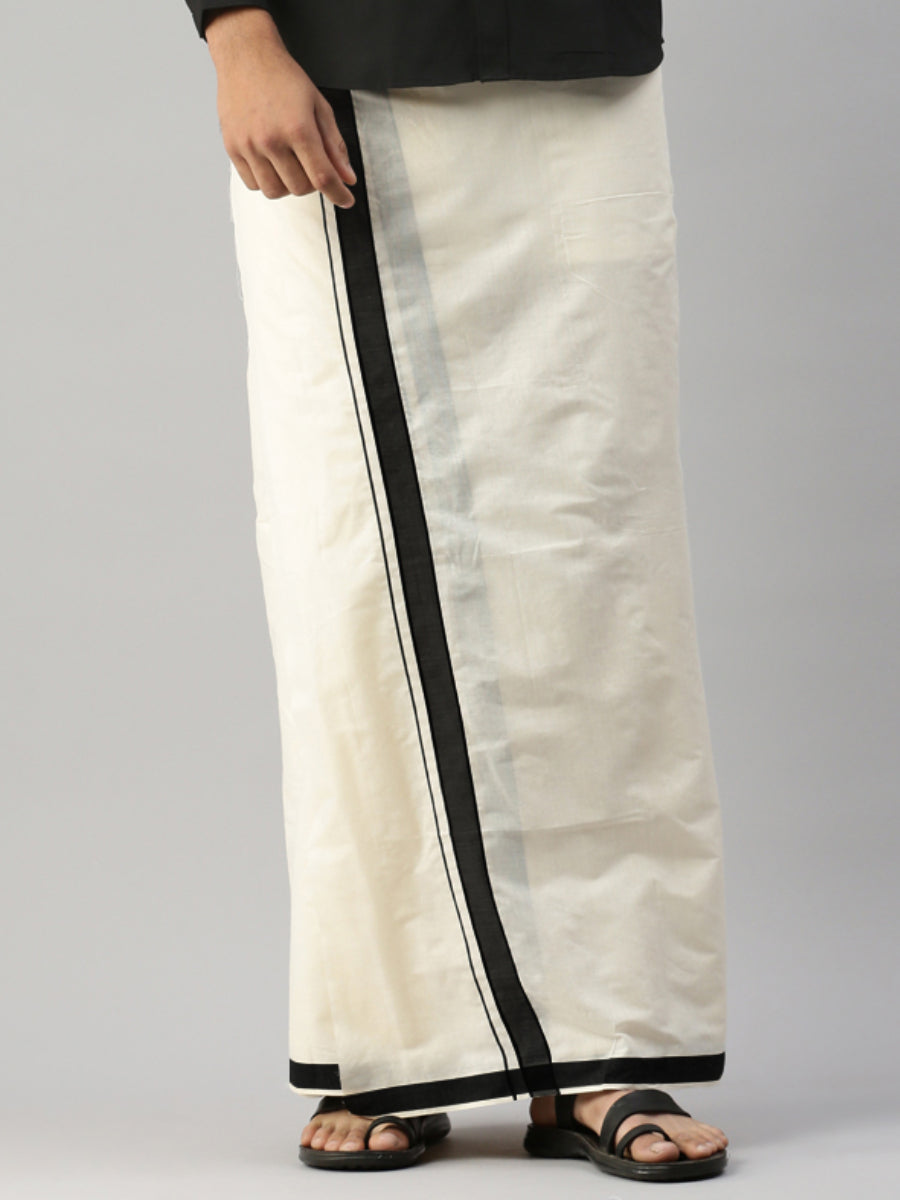 Mens Kora Double Dhoti with Black Plain Border Lark Special