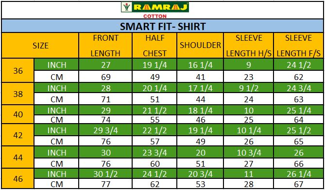 smart fit size chart