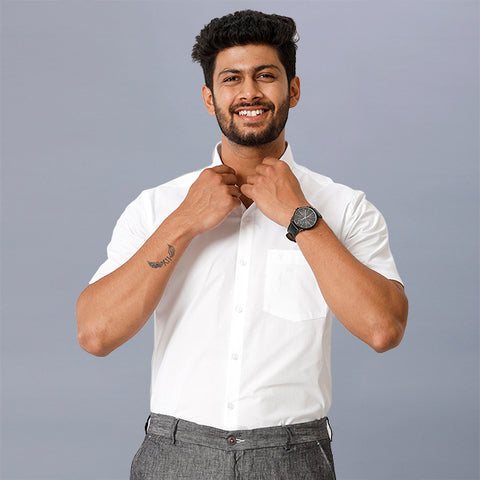 Buy White Shirts Online | Buy Plain White Shirts For Men | Ramraj Cotton