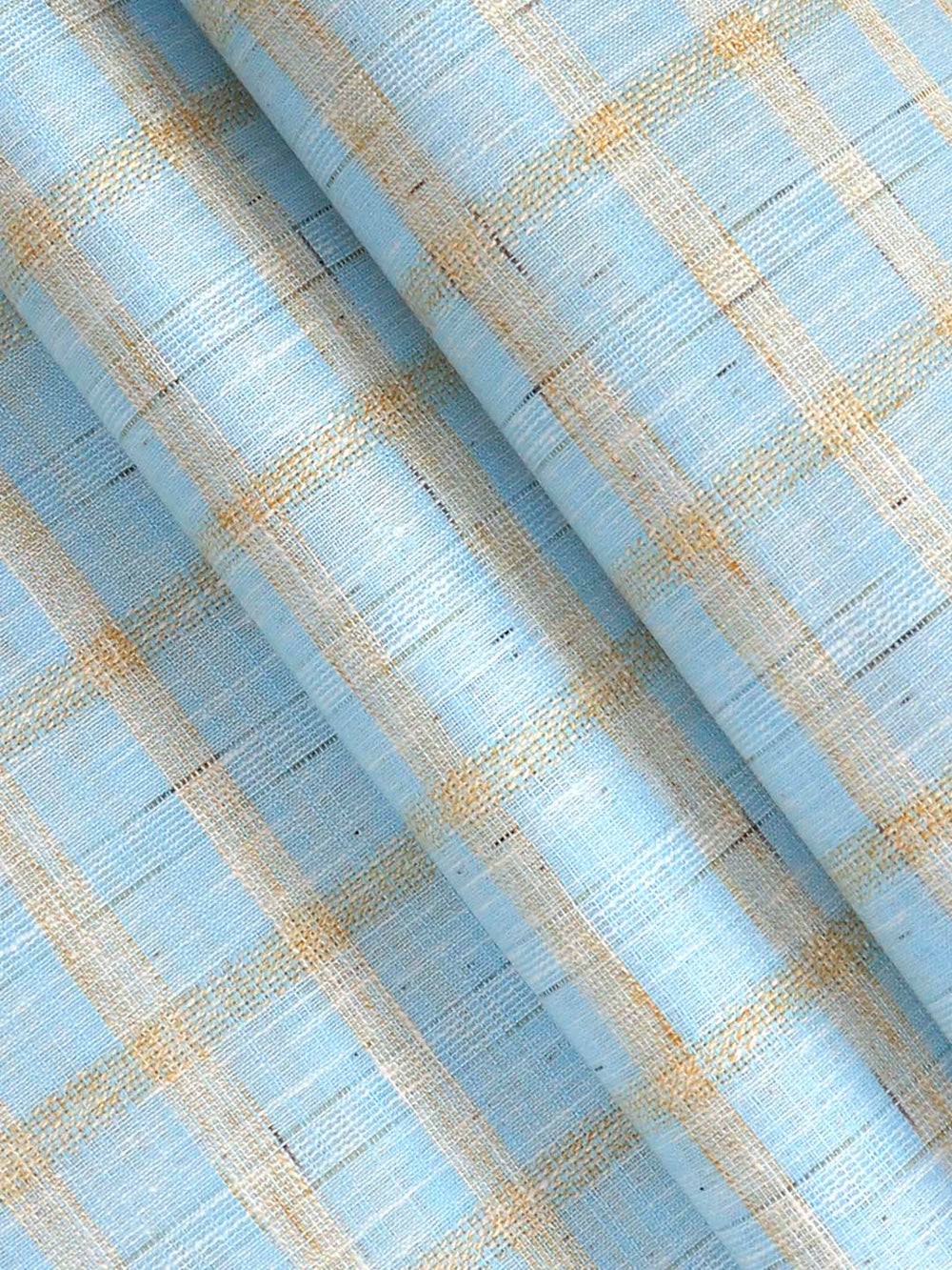 Ramraj Cotton Rich Blue Check Shirt Fabric Galaxy Art