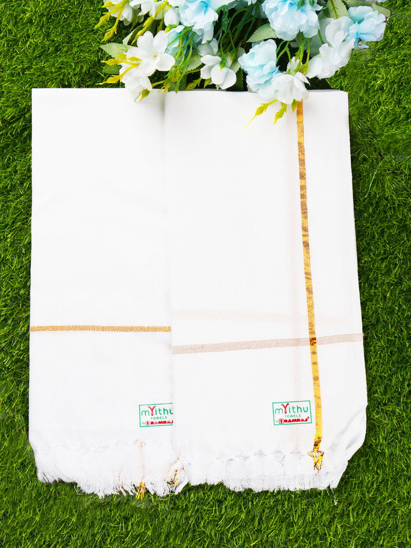 Ramraj Cotton White Festival Towel (2 Pcs Pack)