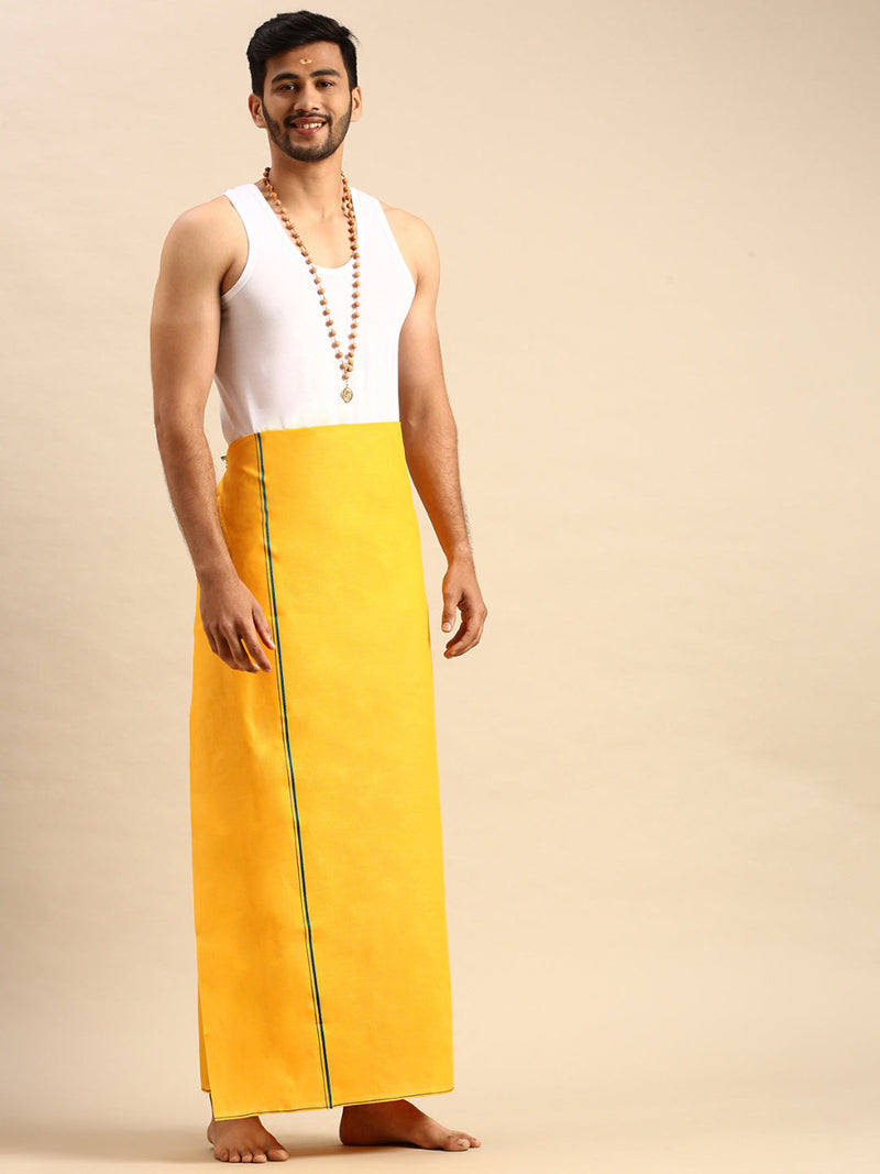 Ramraj Mens Color Dhoti with Small Border Astra Mango