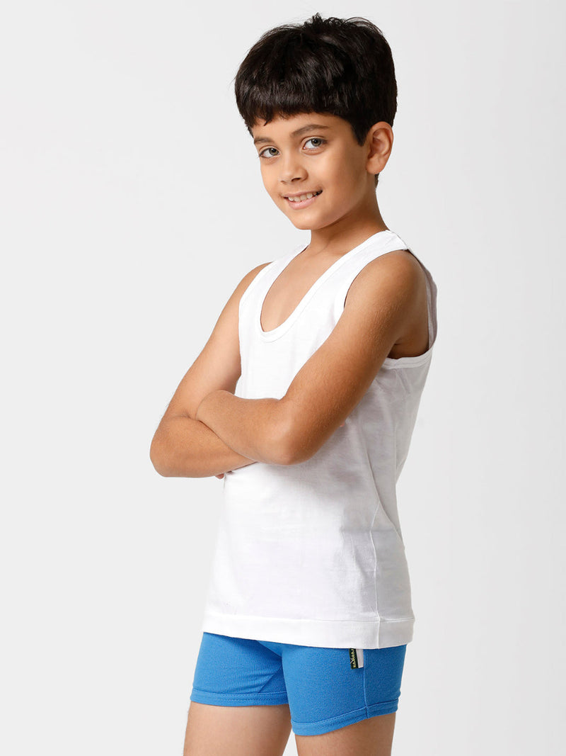 Ramraj Boys White Banian Sukra RN (4 PCs Pack)