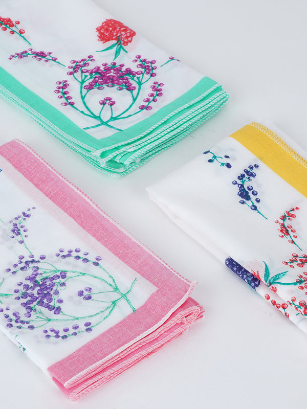 Women’s Assorted Color & Printed Cotton Handkerchief(Pack of 6)